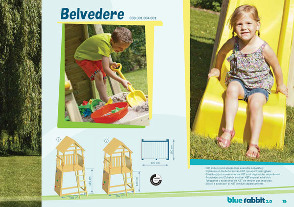 Blue Rabbit Belvedere Climbing Frame Tower with Slide (1.5 or 1.2m hig ...