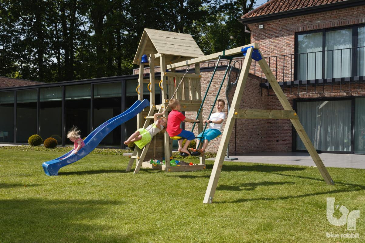 Blue Rabbit Belvedere Climbing Frame with Swing Arm, Slide, Swing Seat ...
